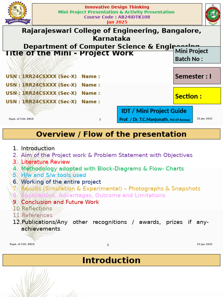 IDT Mini Proj PPT Template | PDF | Science | Computer Science