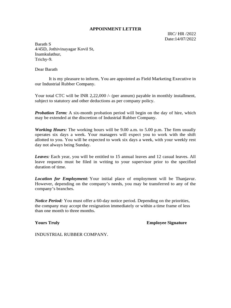 Barath Appointment | PDF