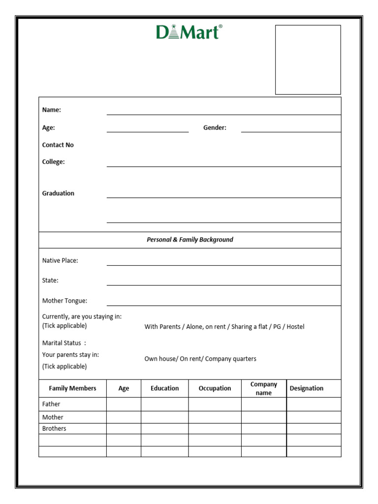 Personal Details Form - Campus | PDF
