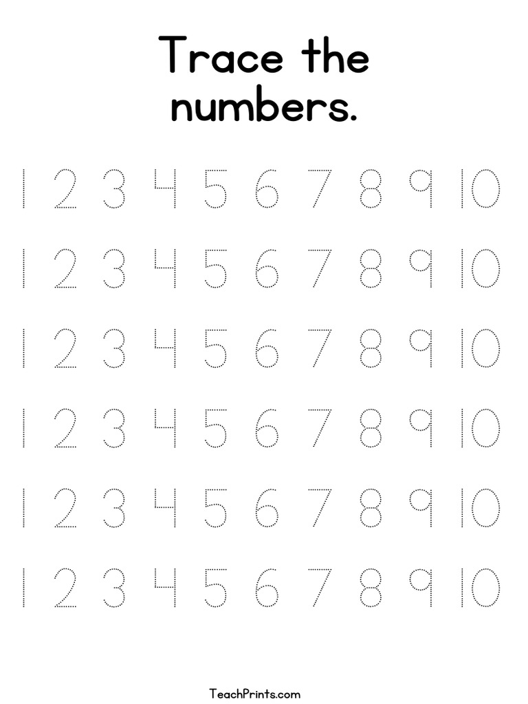 Tracing Numbers 1 10 Worksheets | PDF