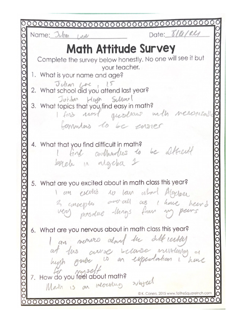 Math Attitude Survey | PDF