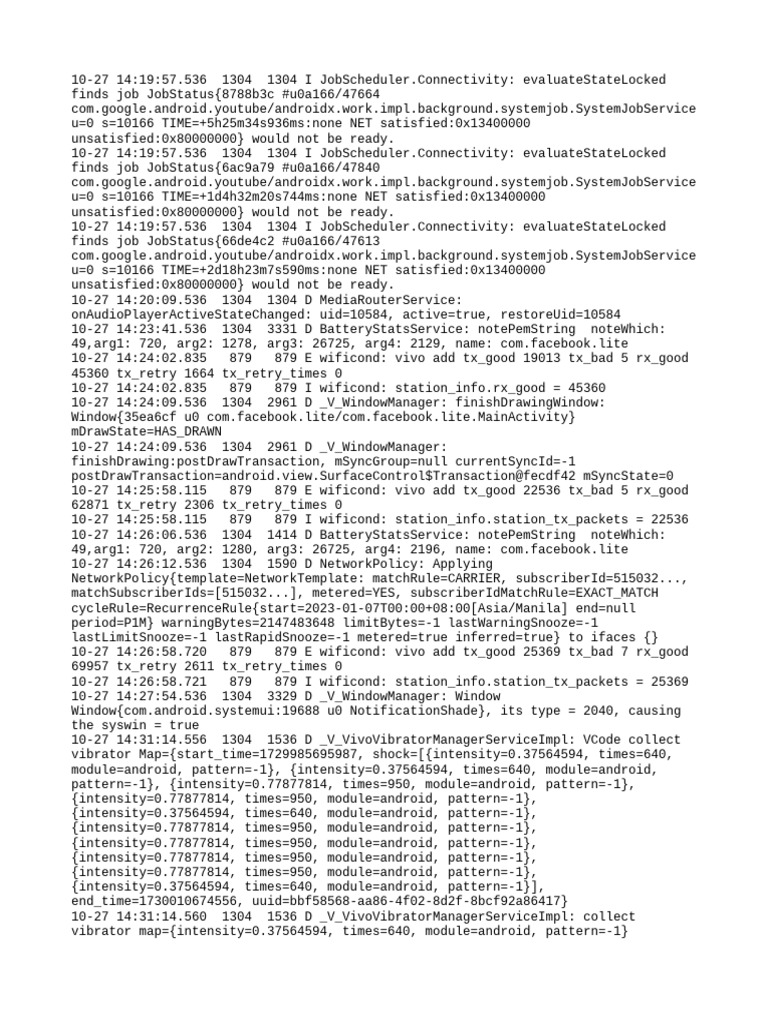 JobScheduler and Connectivity Logs Analysis | PDF | Android (Operating System) | System Software