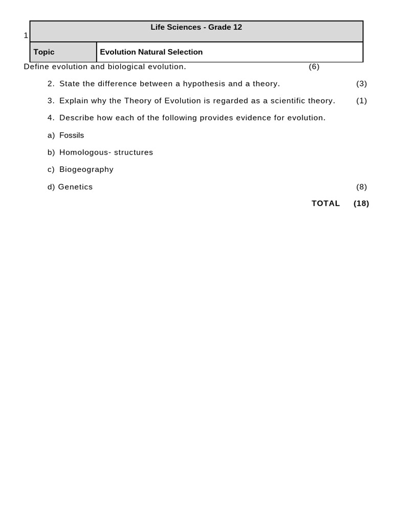 Evolution Natural Selection - 1 Introduction and Proof | PDF ...