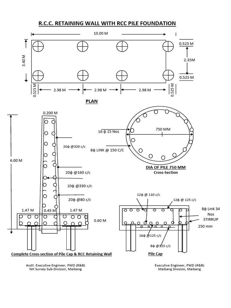 RCC Retaining Wall with Pile Foundation | PDF