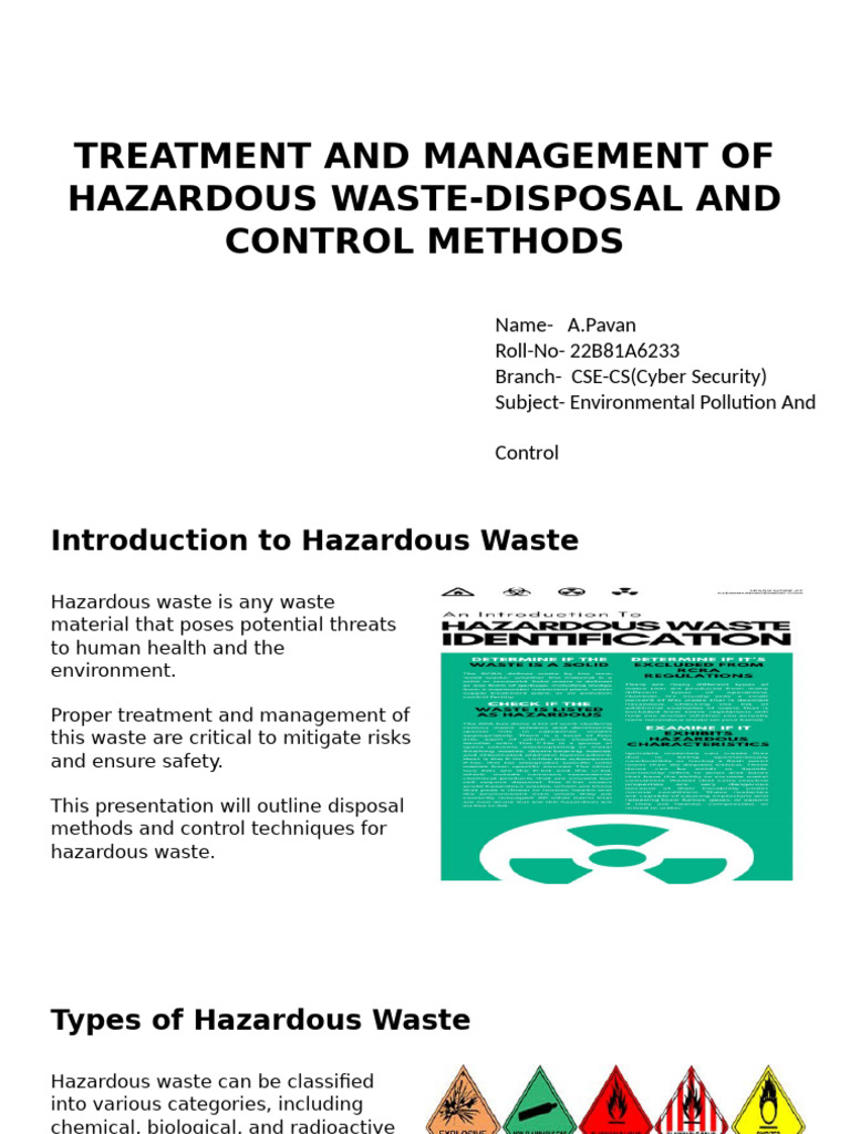 Hazardous Waste Treatment & Disposal Guide | PDF | Hazardous Waste | Waste