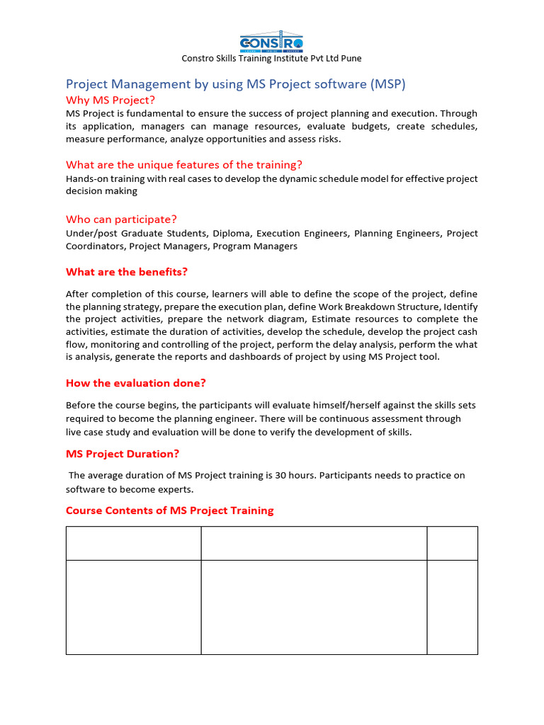 Project Management by Using MS Project Software (MSP) | PDF | Project Management | Computing