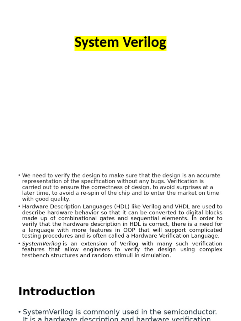 System Verilog 1 | PDF | Hardware Description Language | Integer ... System Verilog 1 | PDF | Hardware Description Language | Integer ...