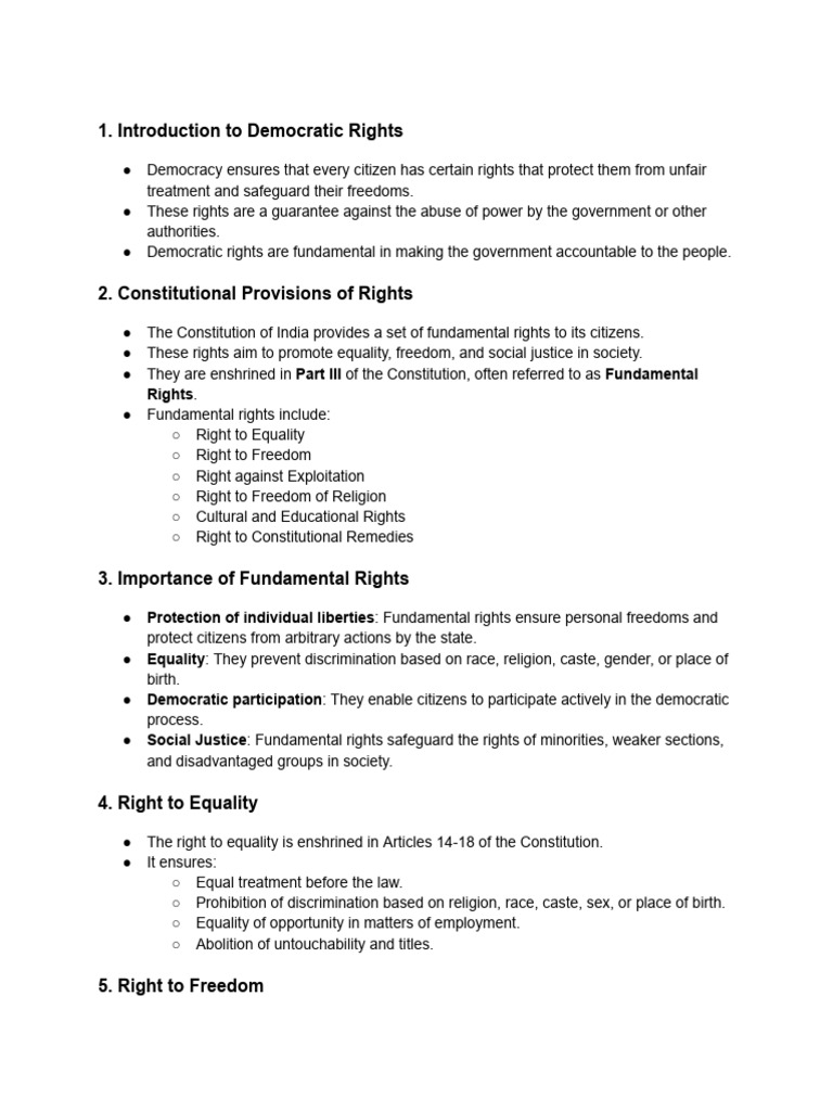 Democratic Rights Bullet Points | PDF | Libertarian Theory | Justice
