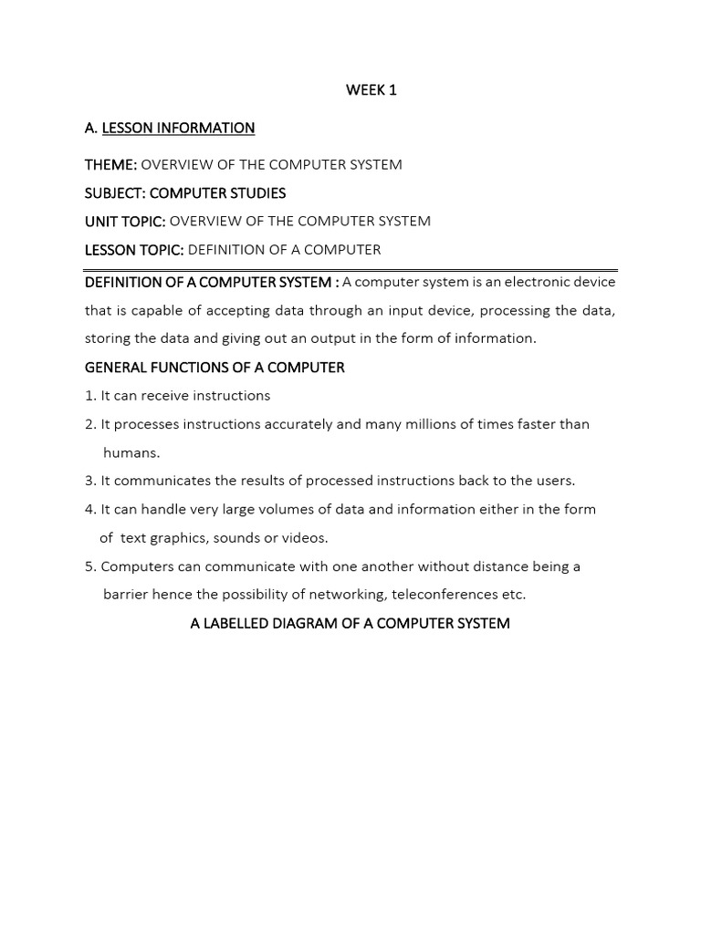 9212_WEEK 1 SS1 COMPUTER | PDF | Computer Data Storage | Input/Output