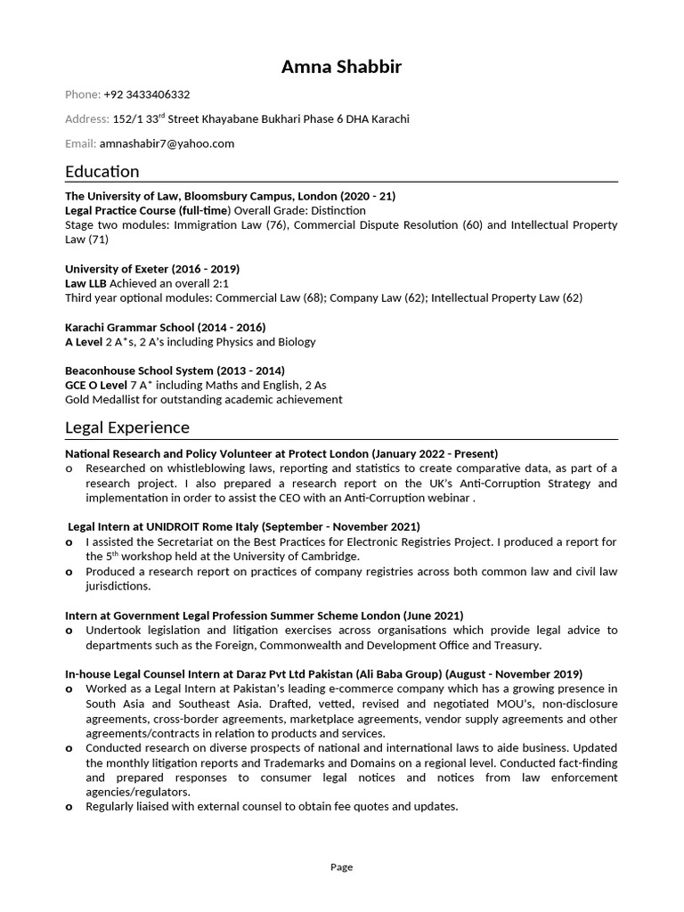 CV - Amna Shabbir (24.2.2022) | PDF | Mentorship