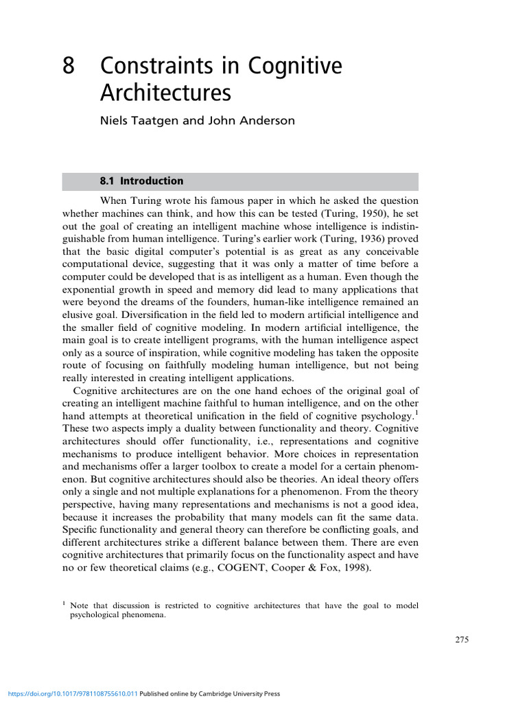 constraints-in-cognitive-architectures | PDF | Knowledge | Cognition