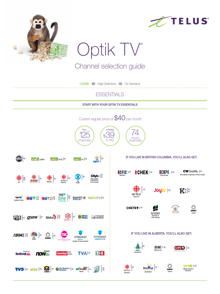 Optik Channel Selection Guide | PDF | Pay Television | Alberta