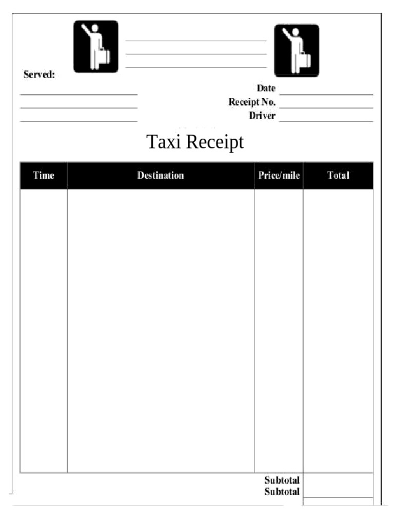 Blank Taxi Receipt Template (6) | PDF