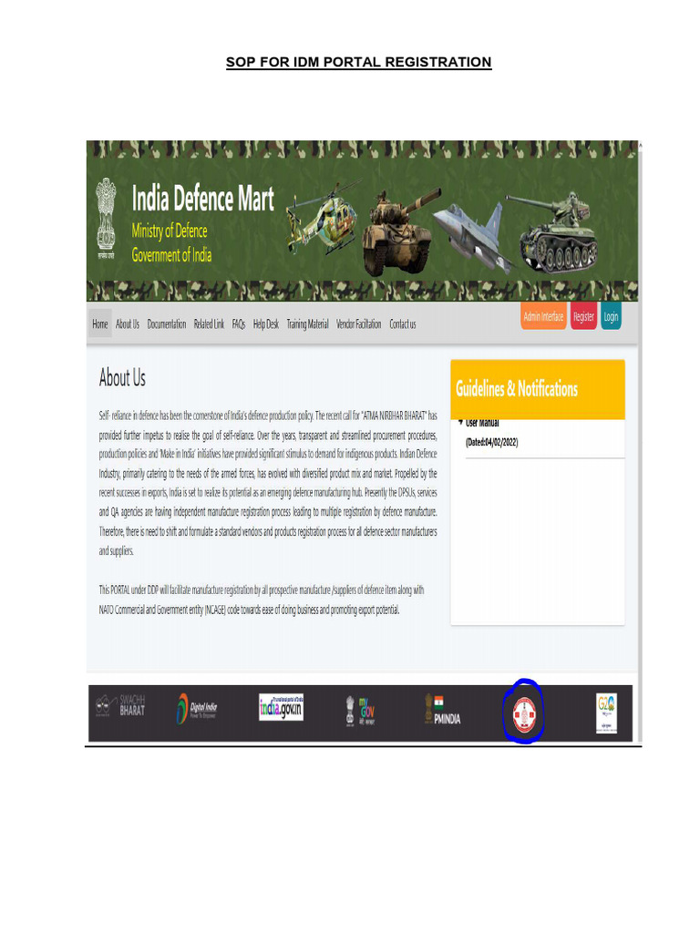 IDM Portal Registration SOP | PDF