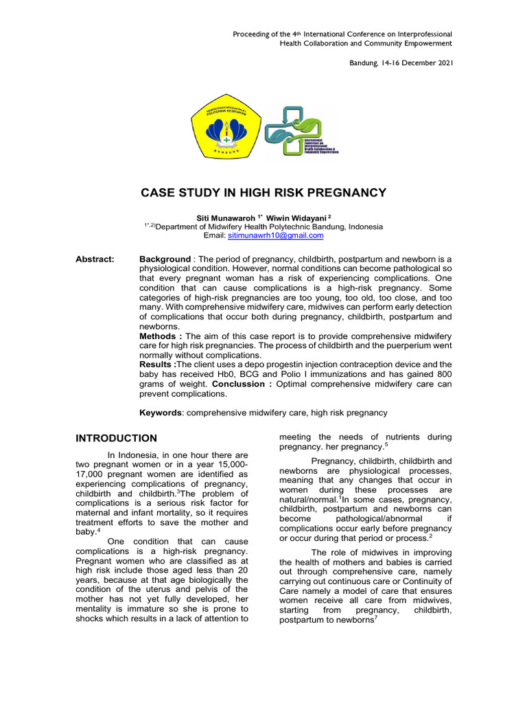 Case Study On High Risk Pregnancy | PDF | Childbirth | Postpartum Period