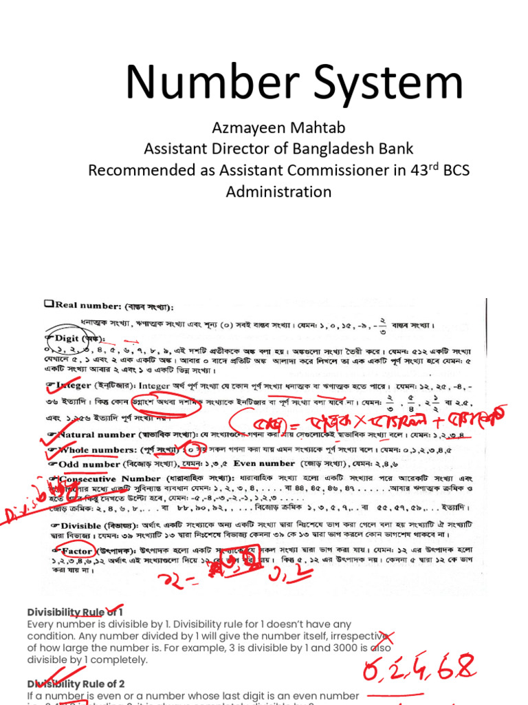 Number System Class Lecture and Practice Material | PDF | Arithmetic ...