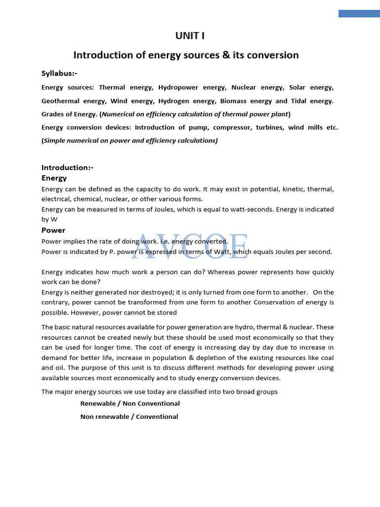 SME 1-Introduction of Energy Sources & Its Conversion | PDF | Nuclear Reactor | Photovoltaics