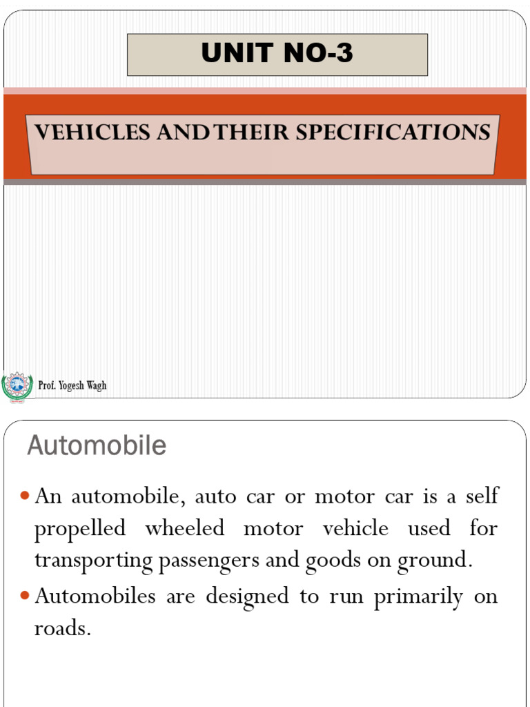 SME Notes-Unit-3 Vehicles and Their Specifications | PDF | Internal ...