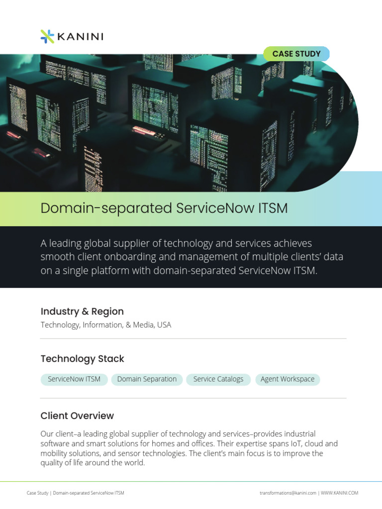 Kanini Case Study ServiceNow ITSM | PDF | It Service Management | Business