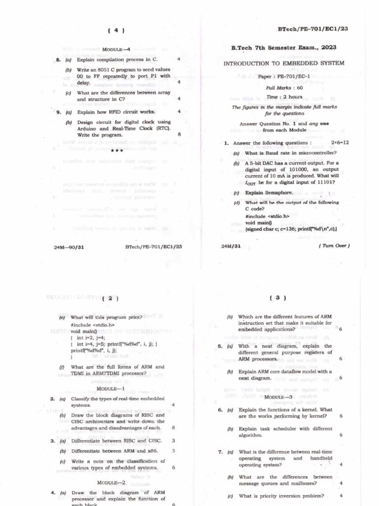 PE-701-EC-1 Introduction To Embedded System | PDF