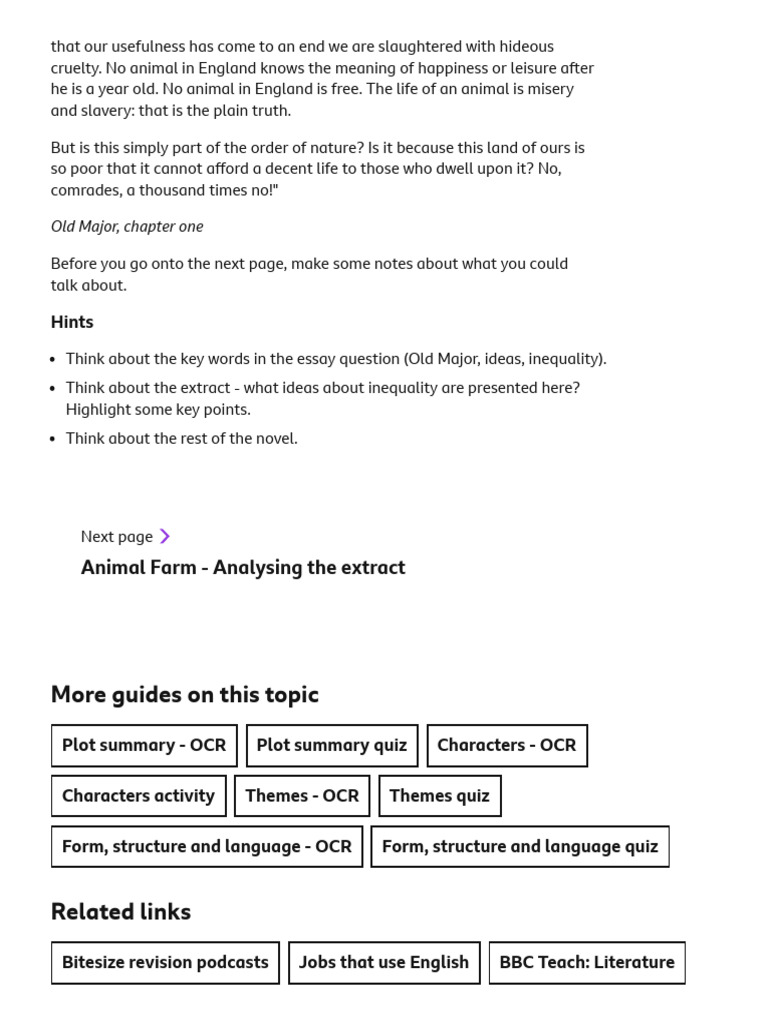 Animal Farm - Sample Exam Question - Sample Exam Question - OCR - GCSE ...