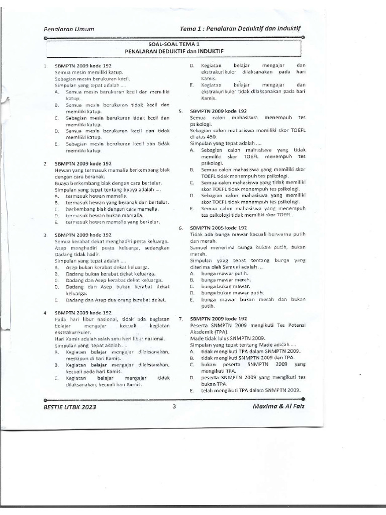 Penalaran Umum Tema 1 | PDF