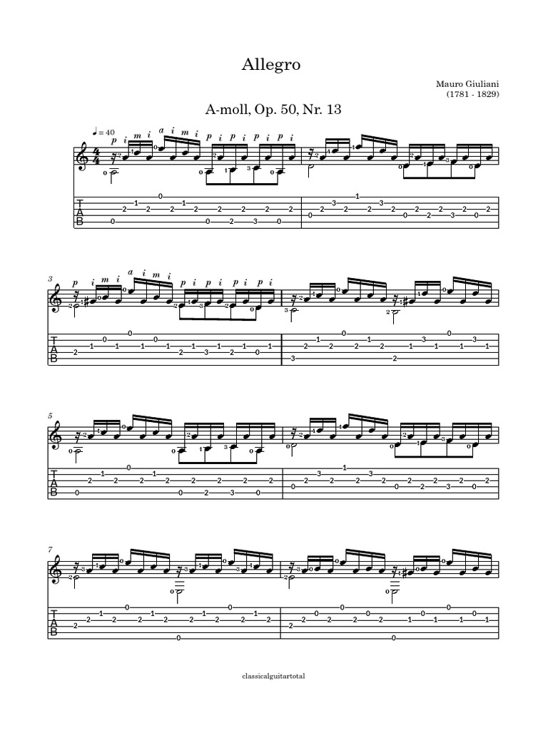 Classical Guitar Sheet Music | PDF | Classical Guitar