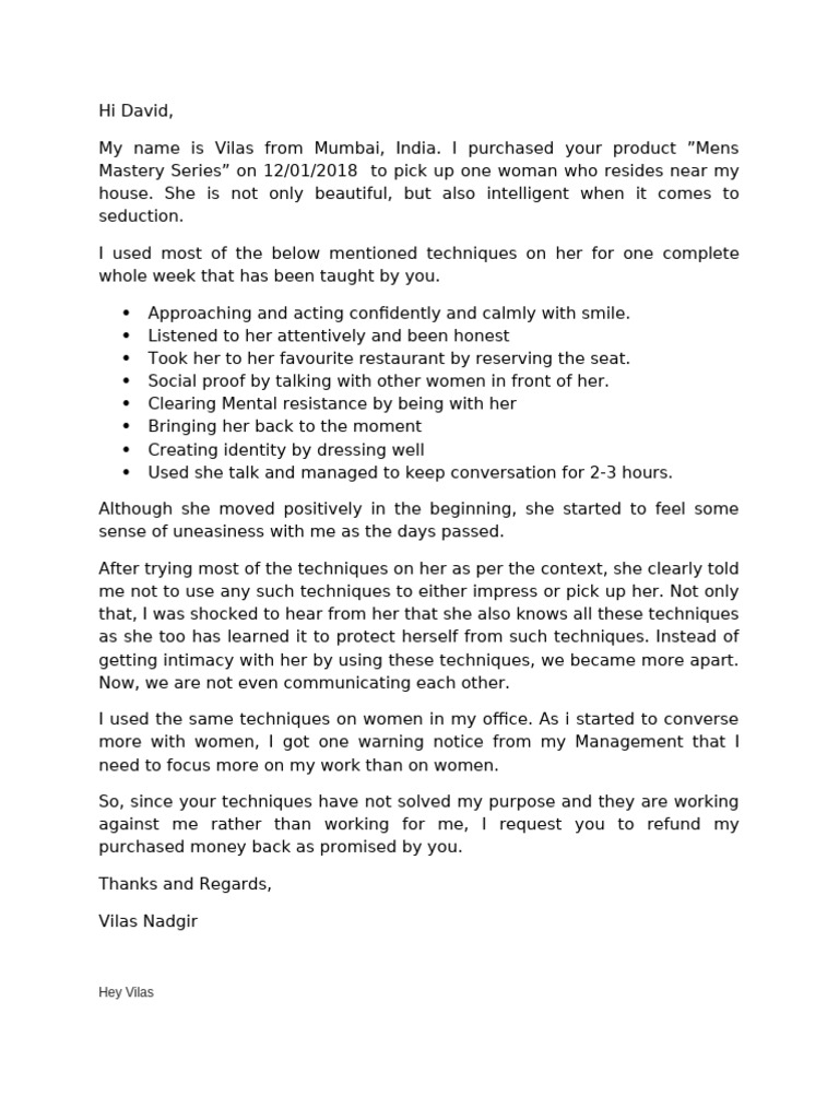 Refund Request for Men's Mastery Series | PDF