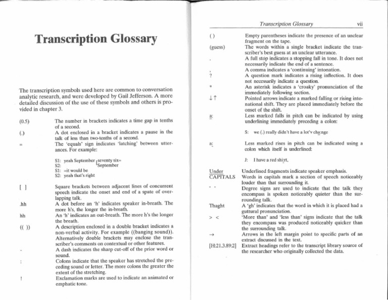 Common Transcription Conventions in Conversation Analysis | PDF ...