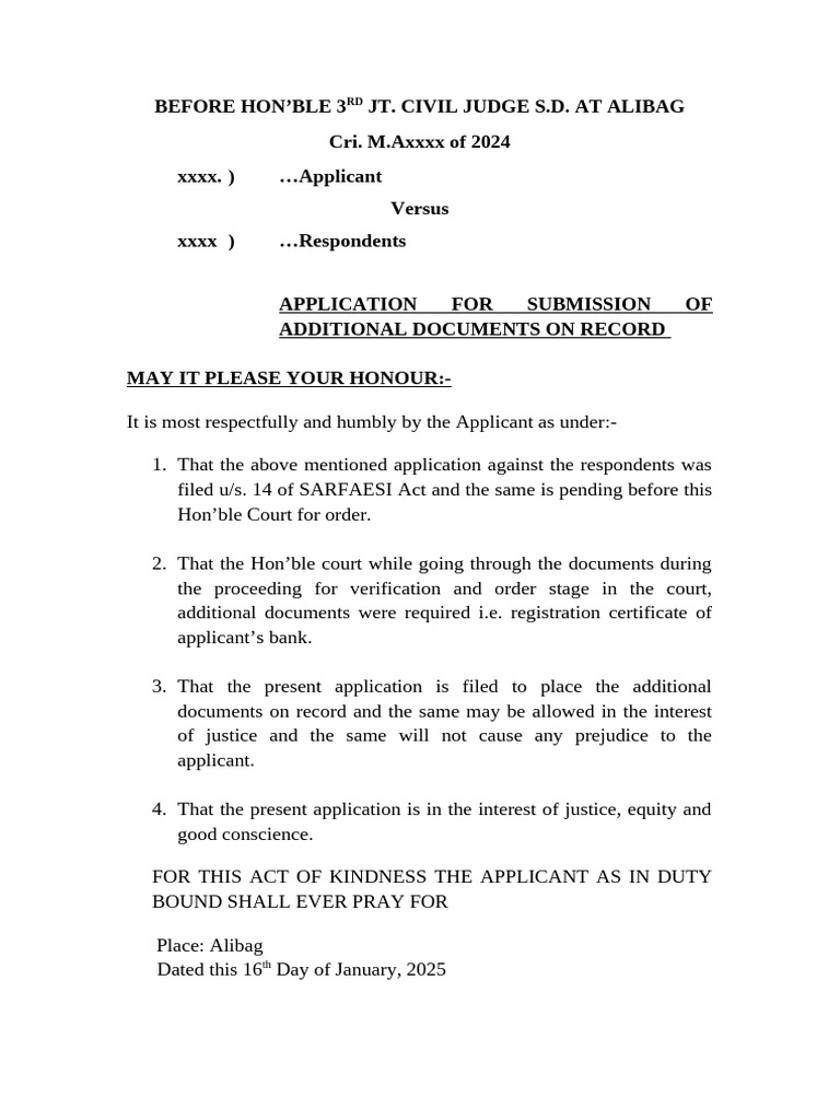Application For Additional Document | PDF