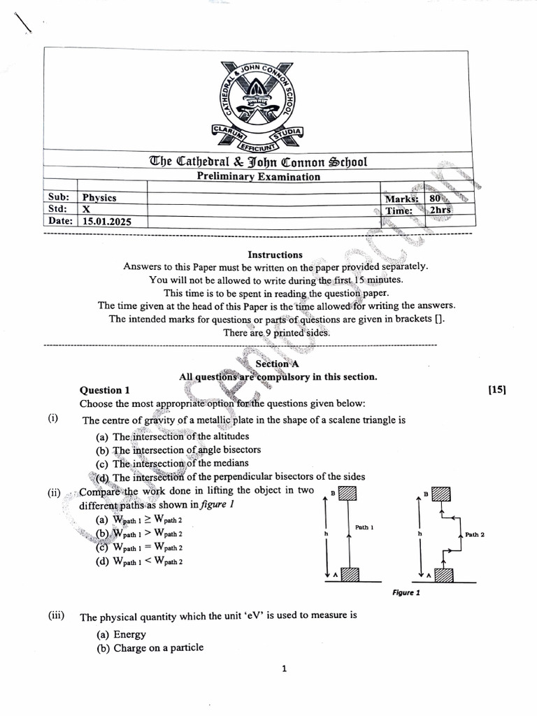 Cathedral Physics Prelim 2025 | PDF | Euclidean Geometry | Elementary Geometry