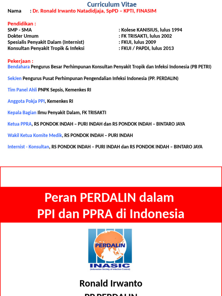 Dr. Ronald Irwanto: Ahli PPI & PPRA | PDF