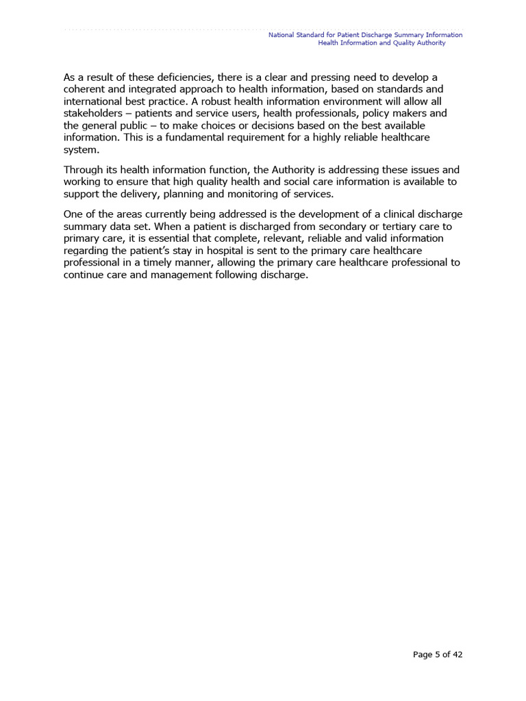 National Standard Patient Discharge Summary - 5 | PDF