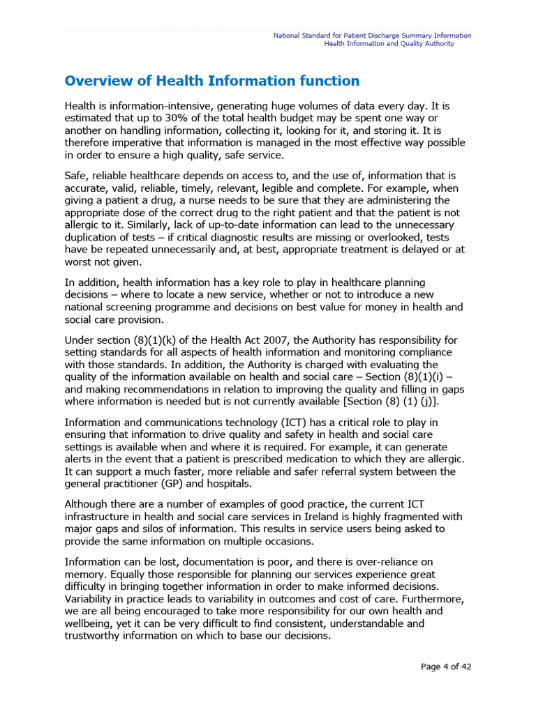 National Standard Patient Discharge Summary - 4 | PDF | Health Care ...