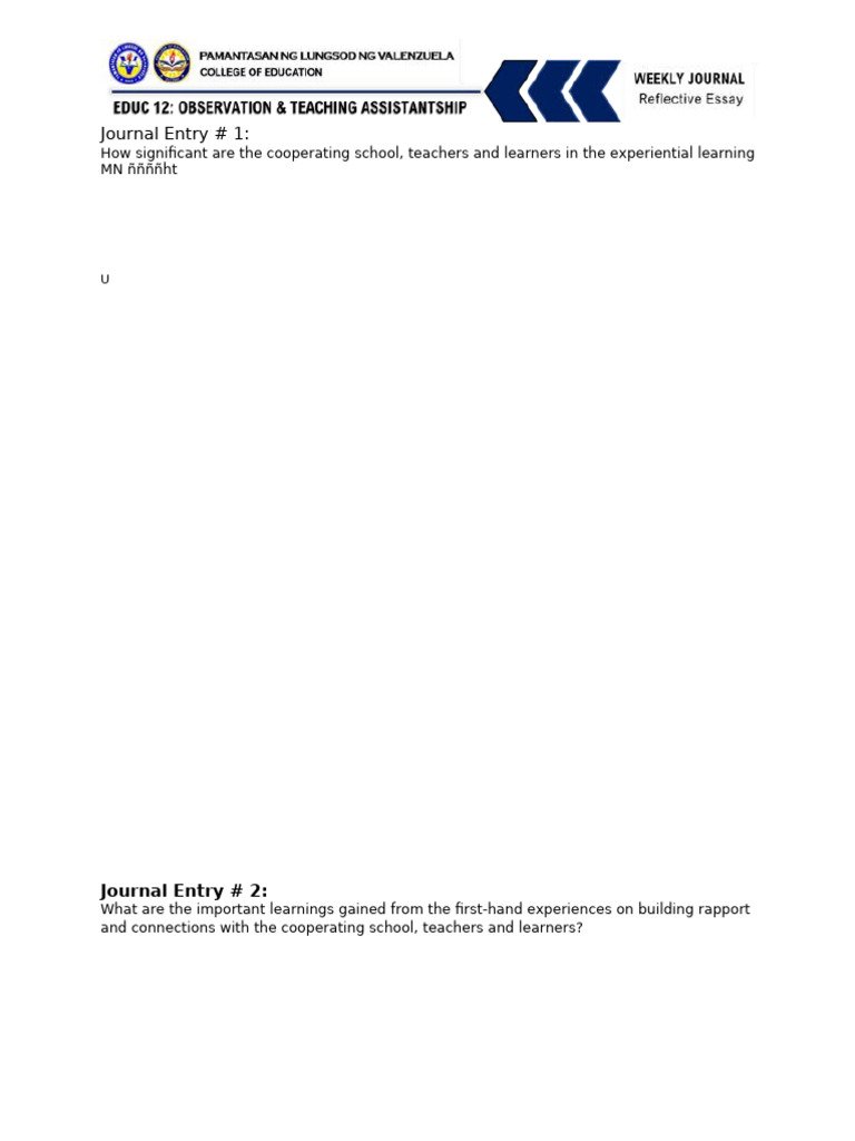 Educ 12 Journal Entry Guide Questions | PDF