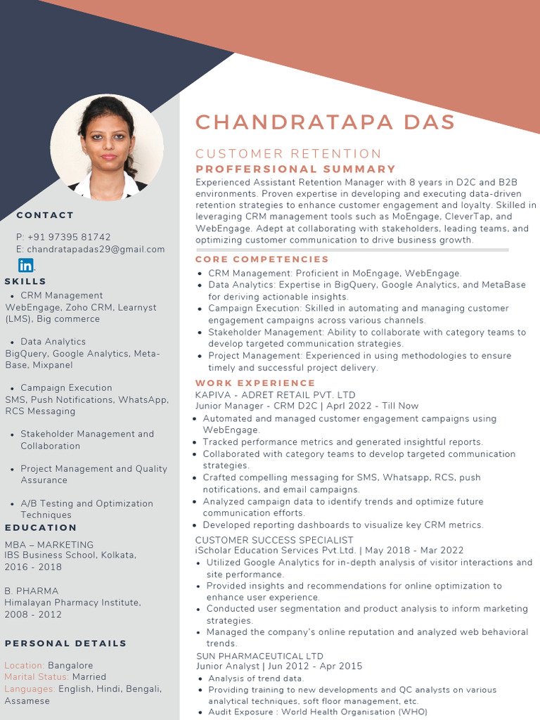 Assistant Retention Manager Profile | PDF | Customer Relationship Management | Analytics