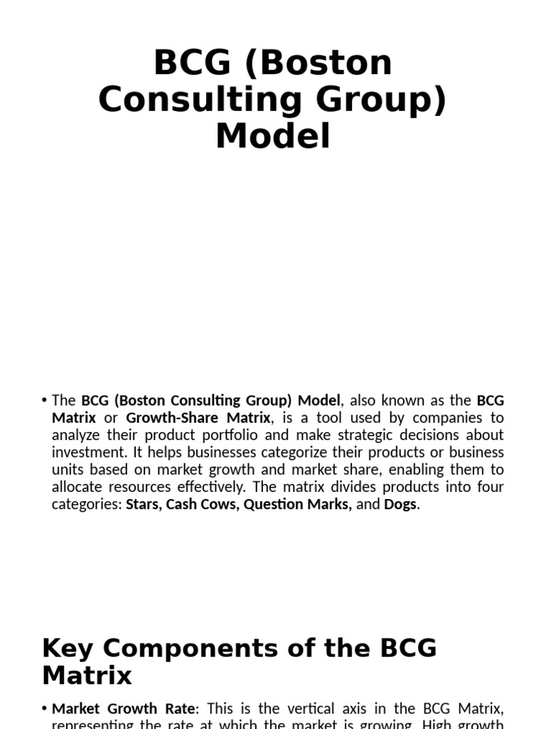 BCG (Boston Consulting Group) Model | PDF | Business | Business Economics