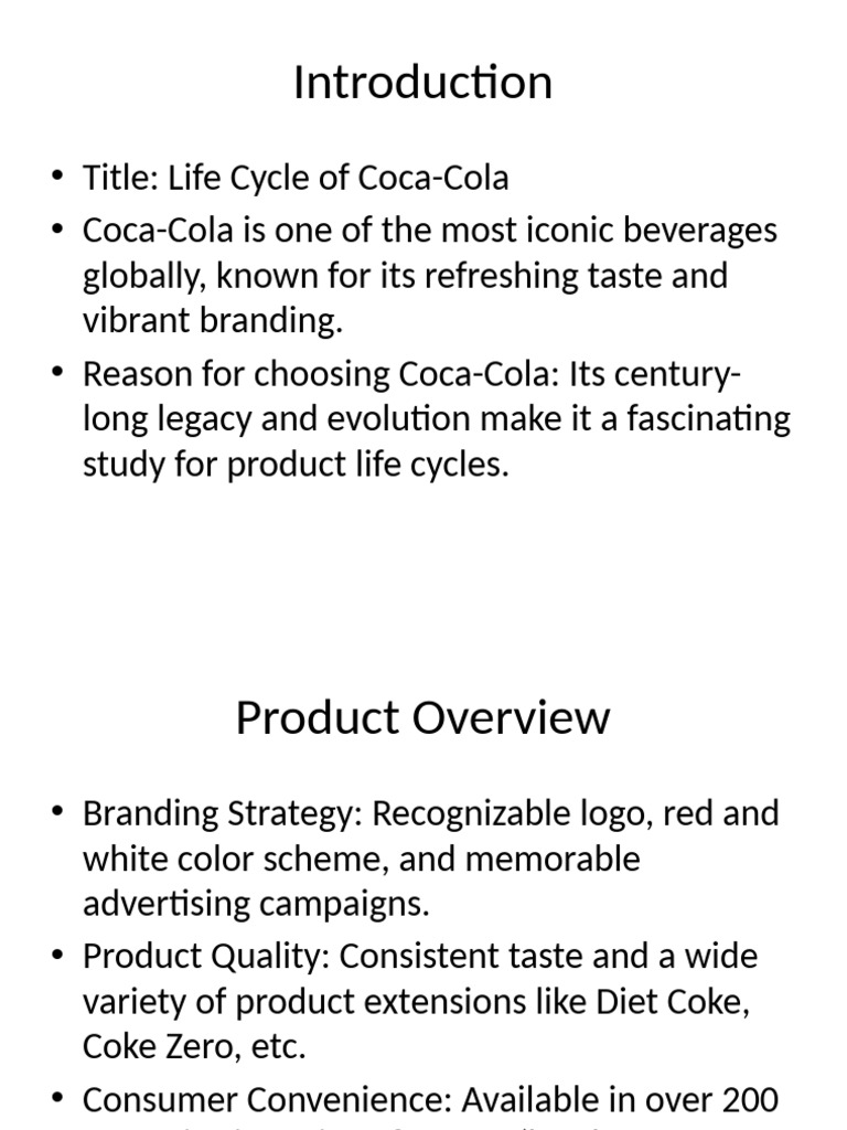 Coca Cola Product Life Cycle Presentation | PDF