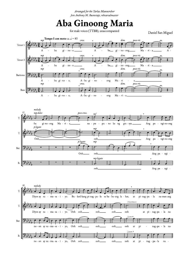Aba Ginoong Maria (D. San Miguel) | PDF