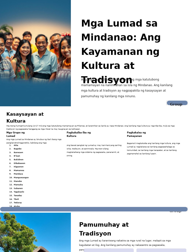 Mga Lumad Sa Mindanao Ang Kayamanan NG Kultura at Tradisyon | PDF
