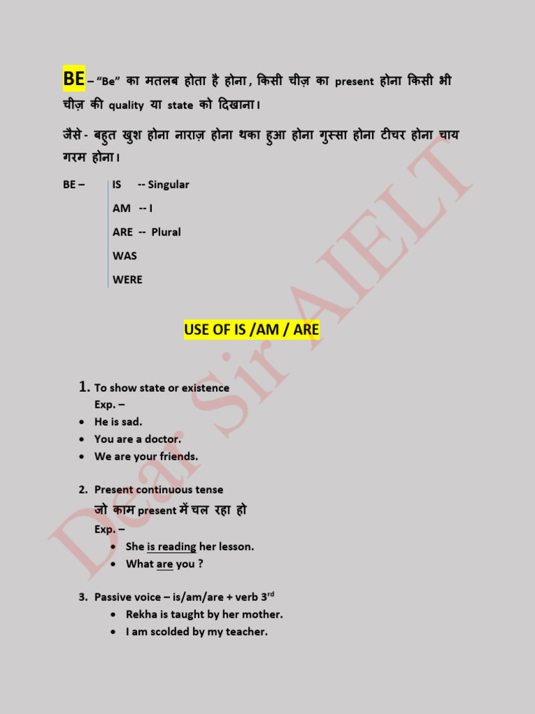 1734696736382 - Use of is Am Are Was Were Has Have Had (1) | PDF
