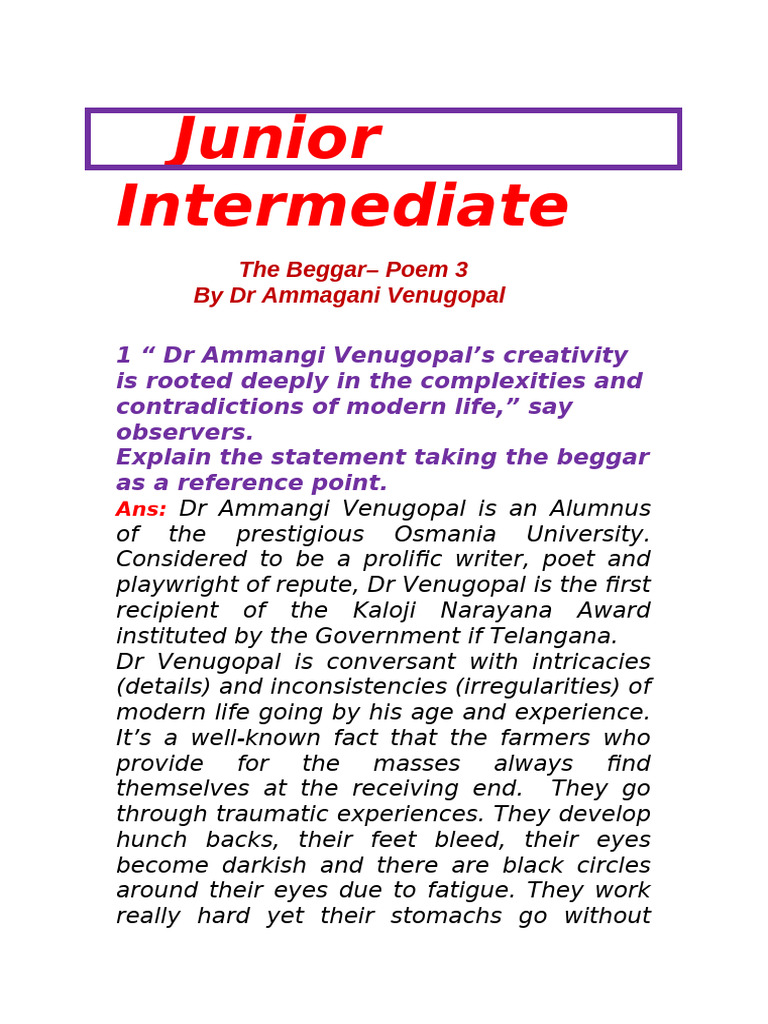 The Beggar poem- 3 | PDF