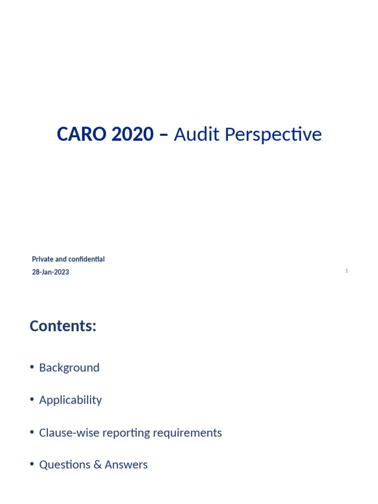 Caro 2020 - Presentation For Icsi | PDF | Going Concern | Business