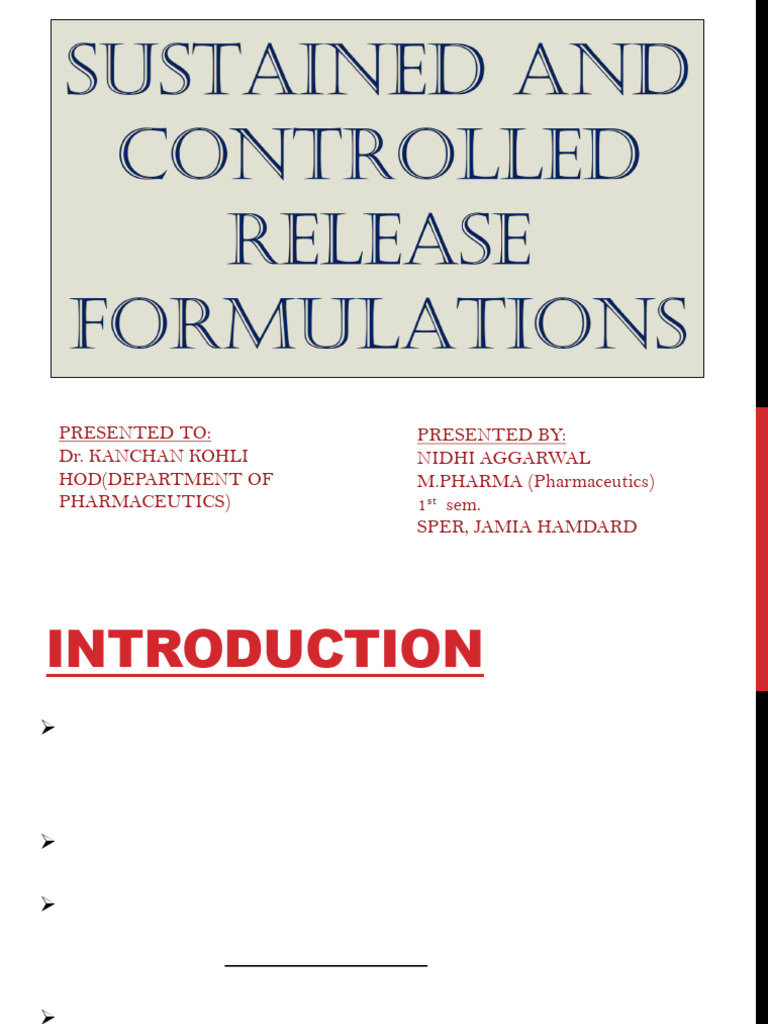 Sustained vs Controlled Release Tablets | PDF | Medicinal Chemistry ...