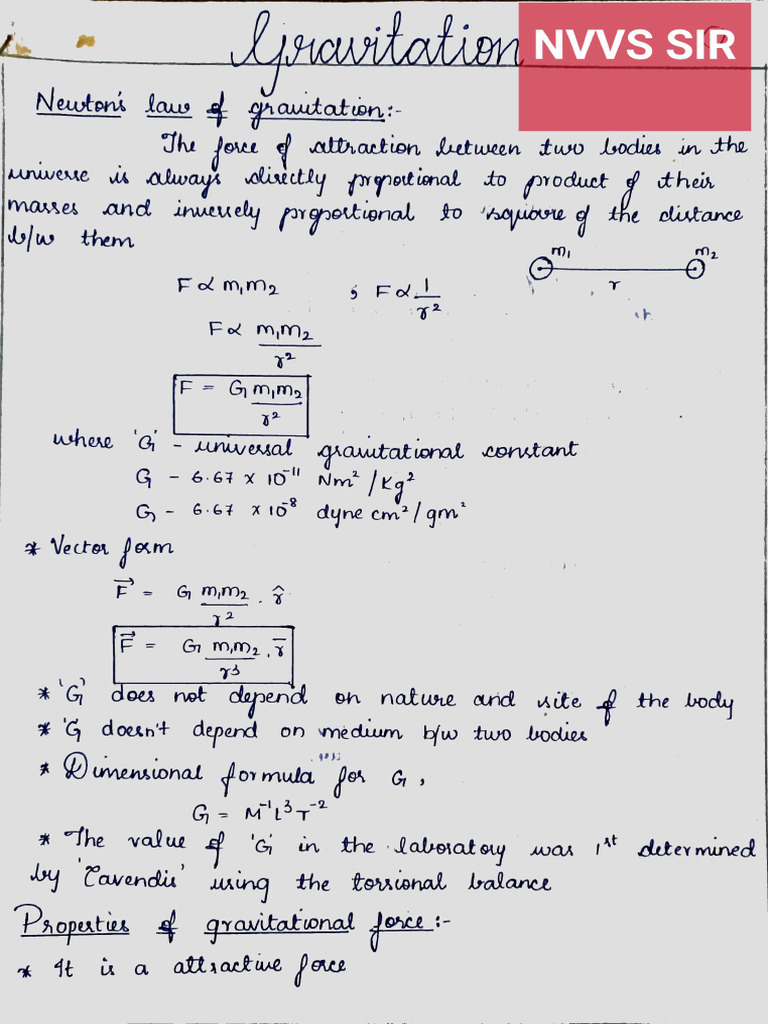 GRAVITATION NOTES | PDF
