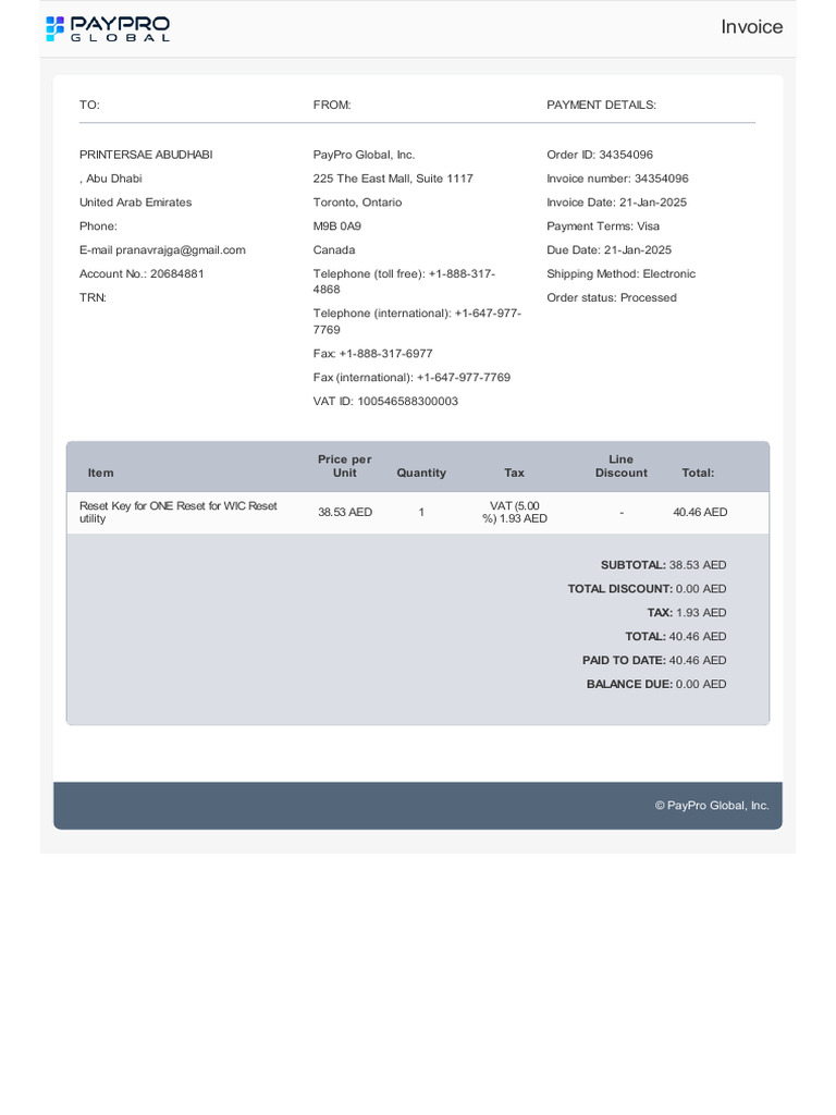 PayPro Global Invoice 34354096 (2025-Jan-21) | PDF | Invoice | Payments