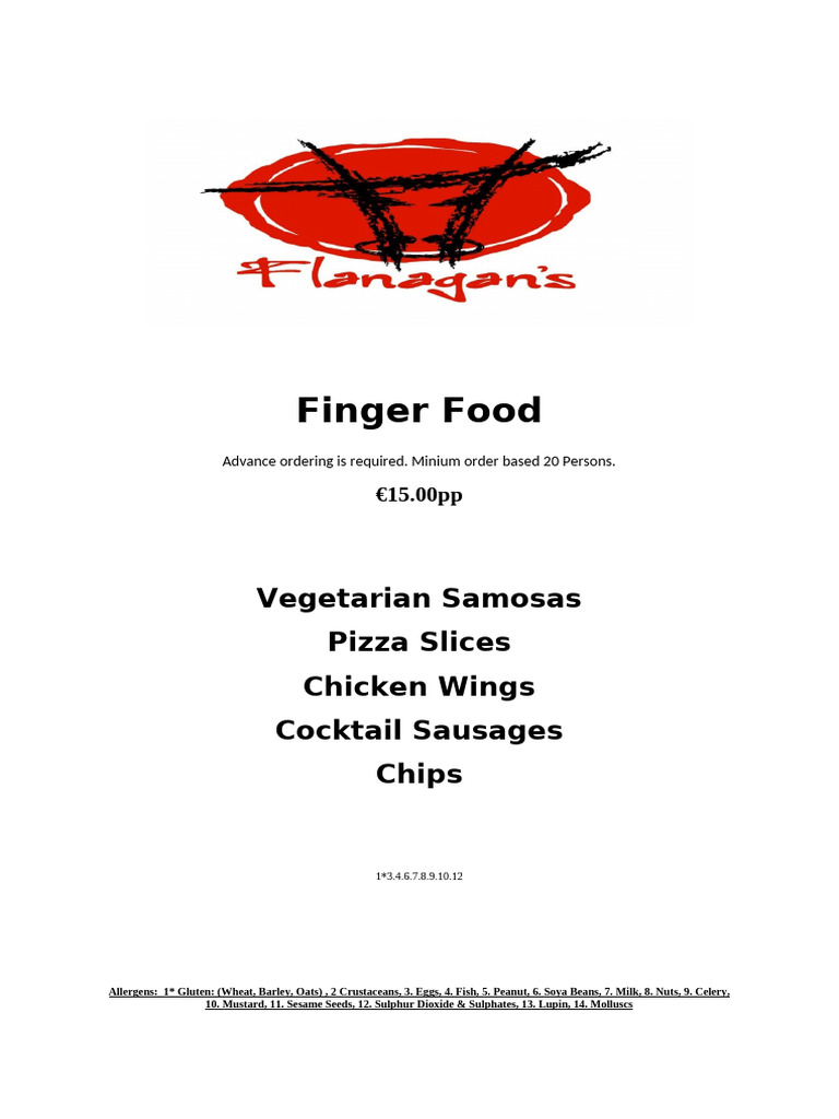 Affordable Finger Food Menu for Events | PDF