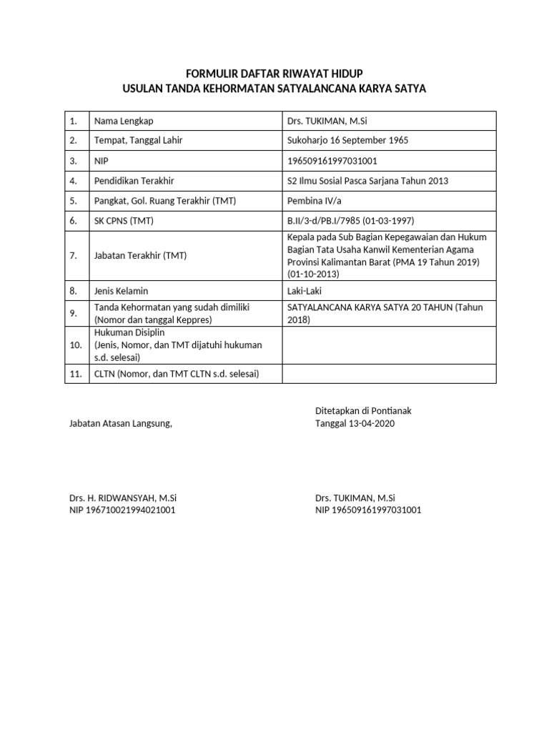 CONTOH FORMAT DRH | PDF
