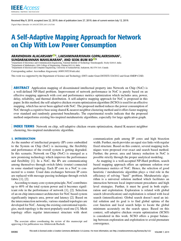A Self-Adaptive Mapping Approach For Network On Chip With Low Power Consumption | PDF ...