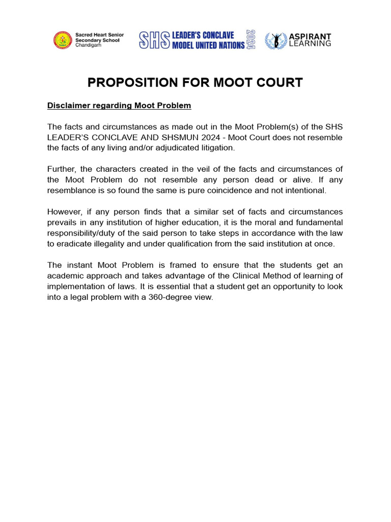 Moot Court Proposition 2024: Legal Cases | PDF | Stalking | Doping In Sport
